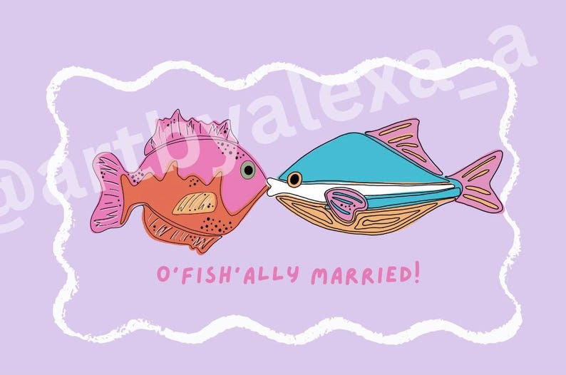 O'fish'ally Married Card - Etsy