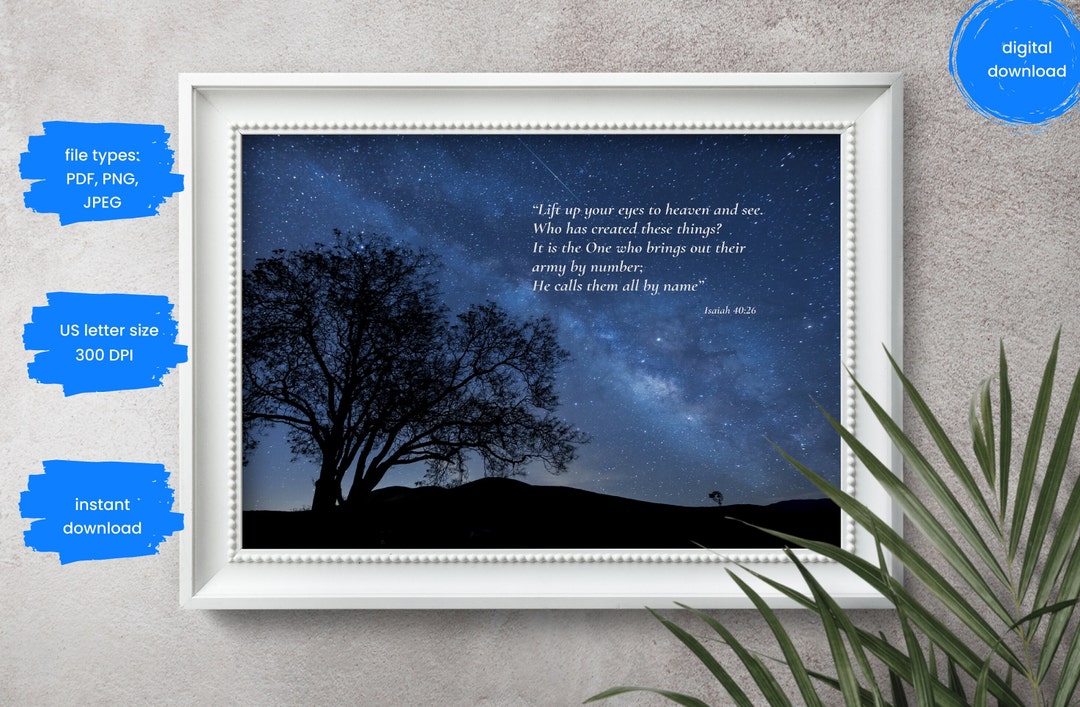 Bible Verse Isaiah 40:26 Wall Poster | Scripture Wall Art ...