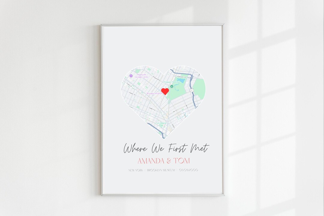 Personalized Where We First Met Poster | Heart Frame Wall Art ...