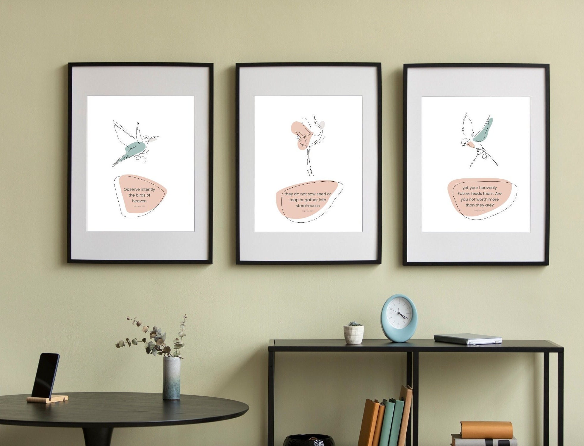 Matthew 6:26 Wall Art Christian Wall Art 3 in 1 Bundle Bible Verse ...