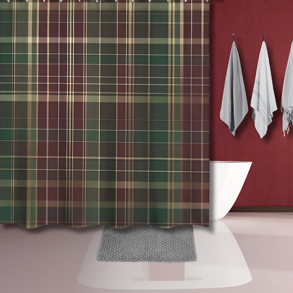 Red Green Plaid Curtain - Etsy