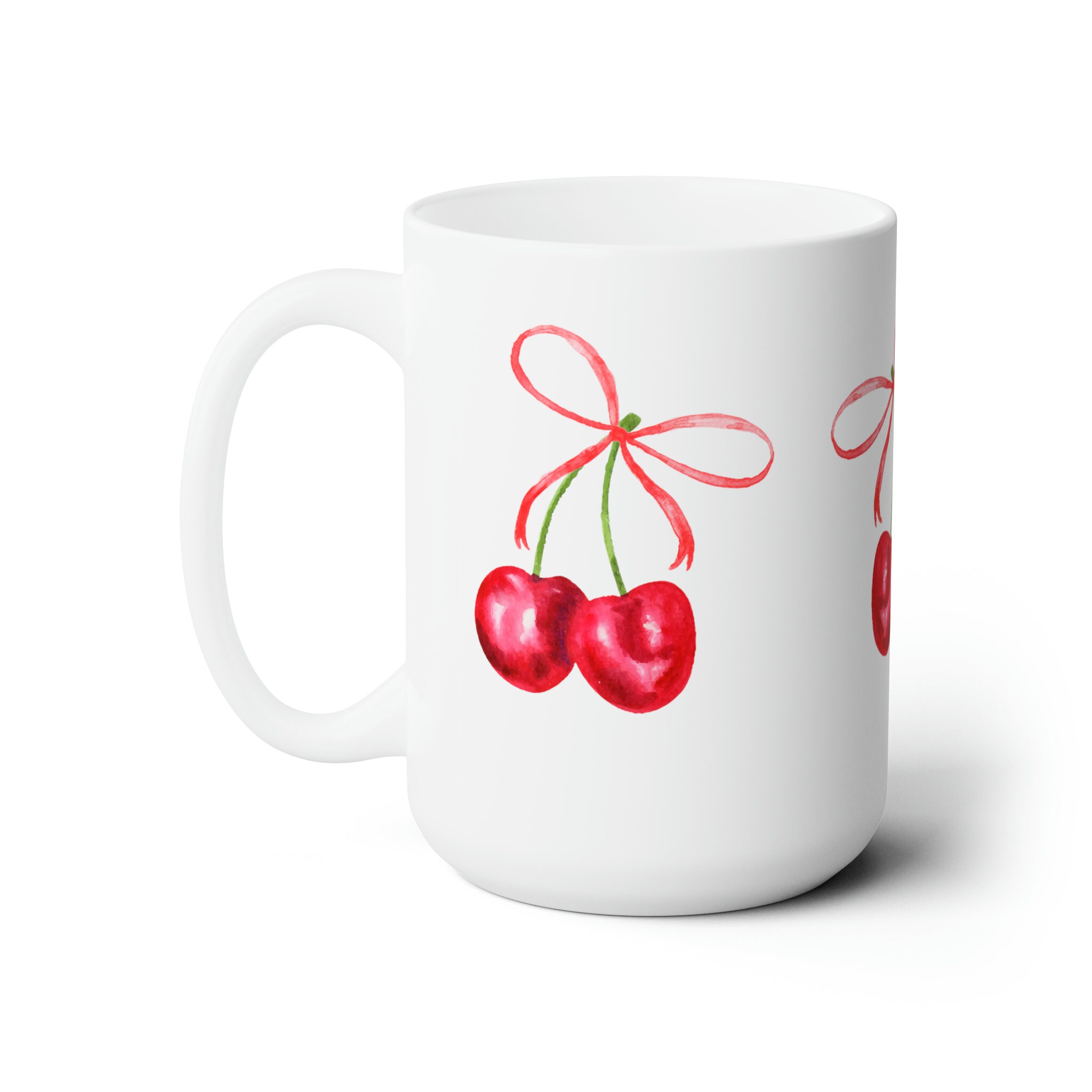 Cherry Bow 15 Oz. Ceramic Mug Coffee Mug Tea Mug Great Gift for Mother ...