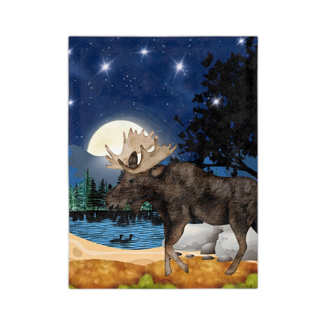 Woodland Collection- Moose-sherpa Fleece Throw or Velveteen Plush ...