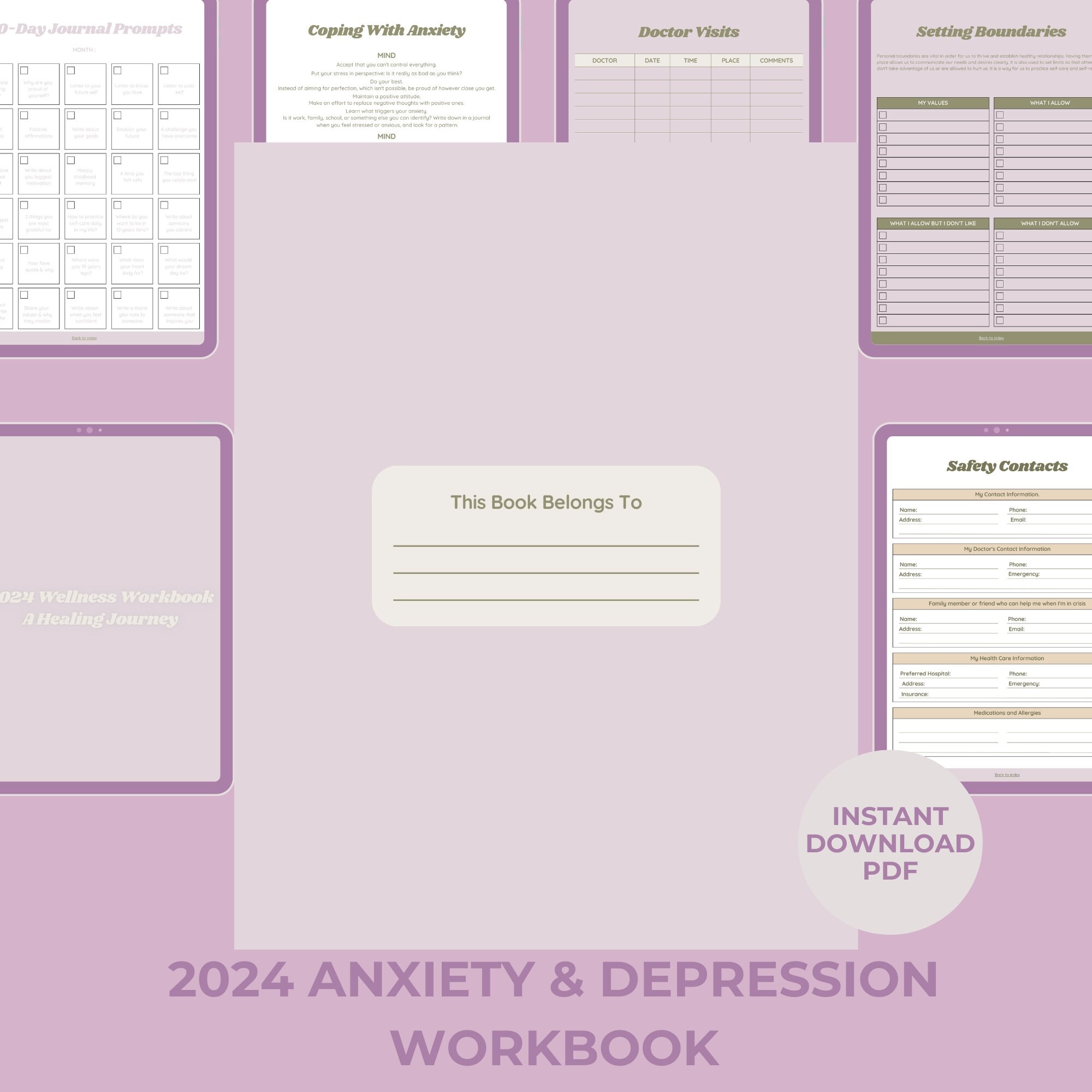Purple Schema Therapy Digital Book Digital Planner CBT Workbook ...