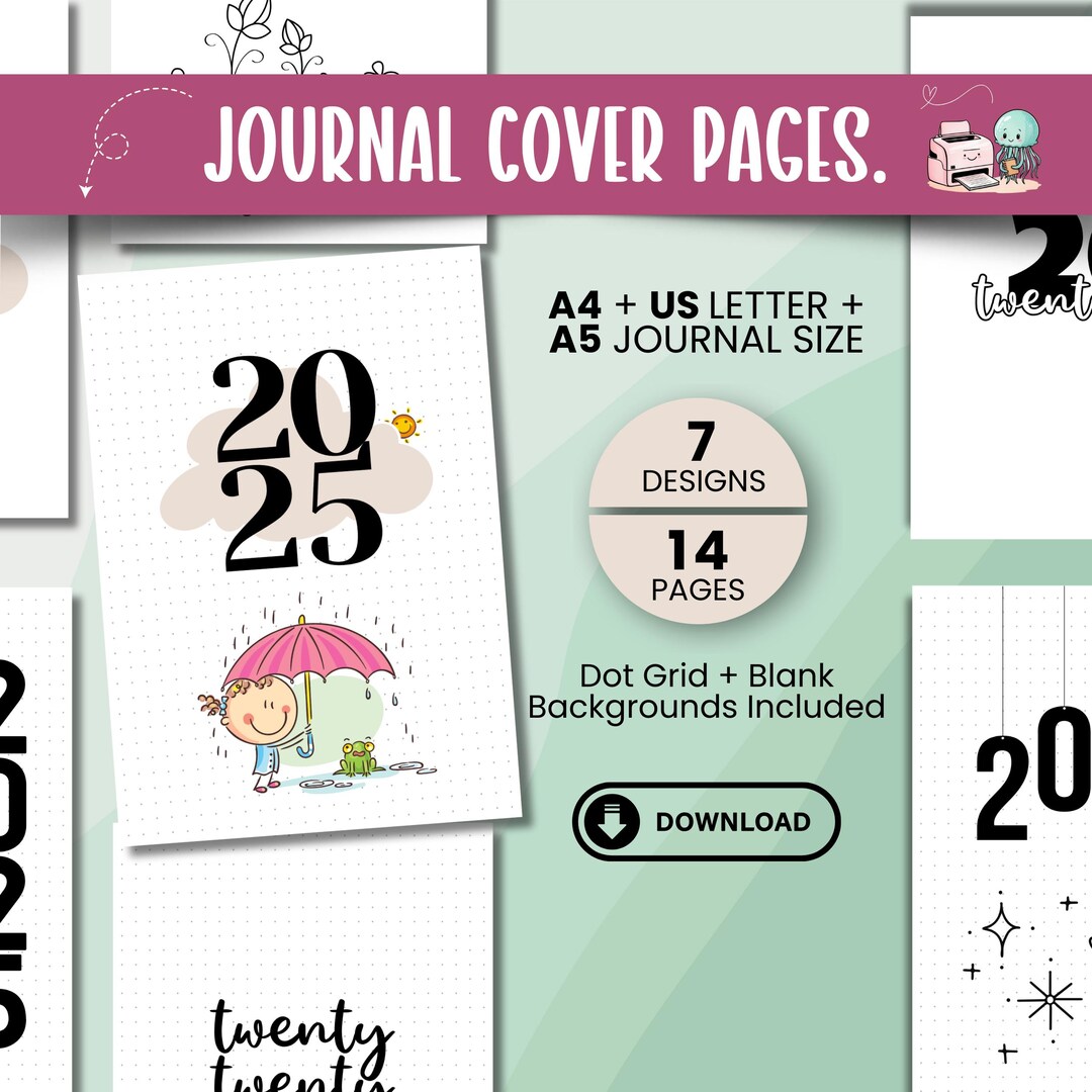 2025 Journal Title Page, 2025 Printable Cover Page, Bullet Journal Page ...