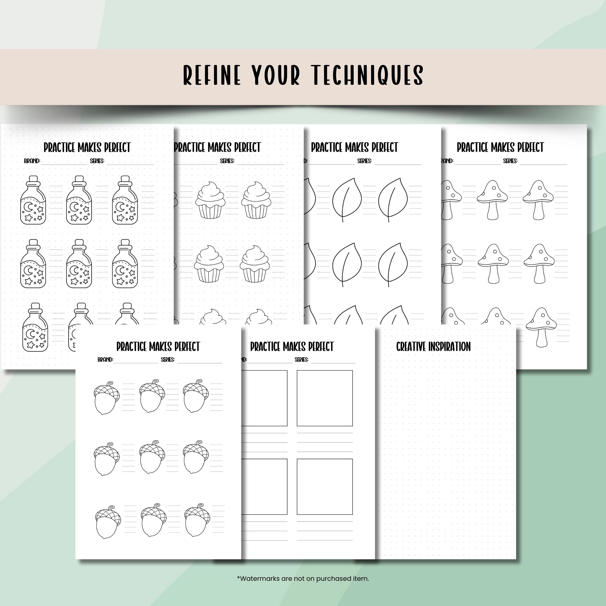 Alcohol Marker Blending Practice Pages: Color Swatch Sheet (A4/A5/USL ...