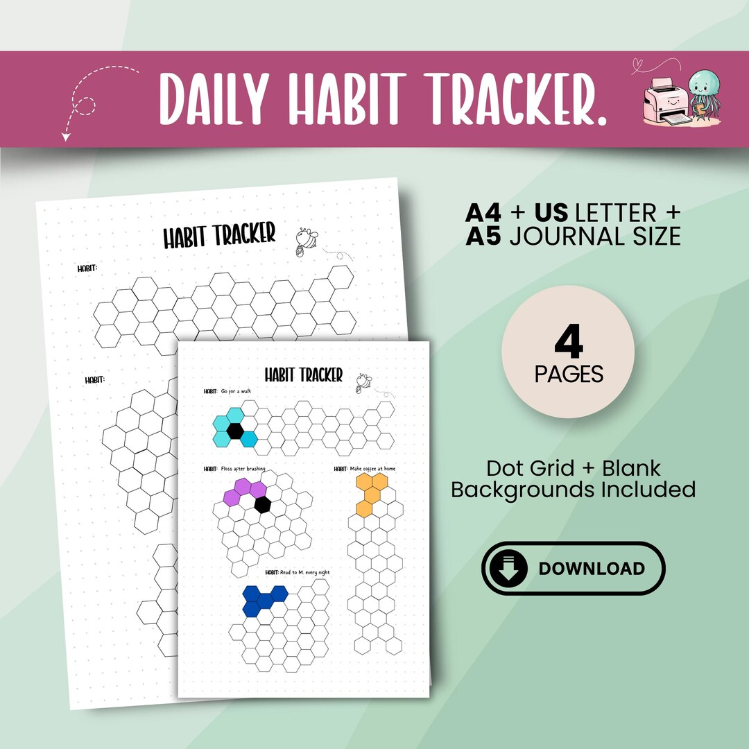 Monthly Habit Tracker Printable, Bee Hive Design (digital Download) - Etsy