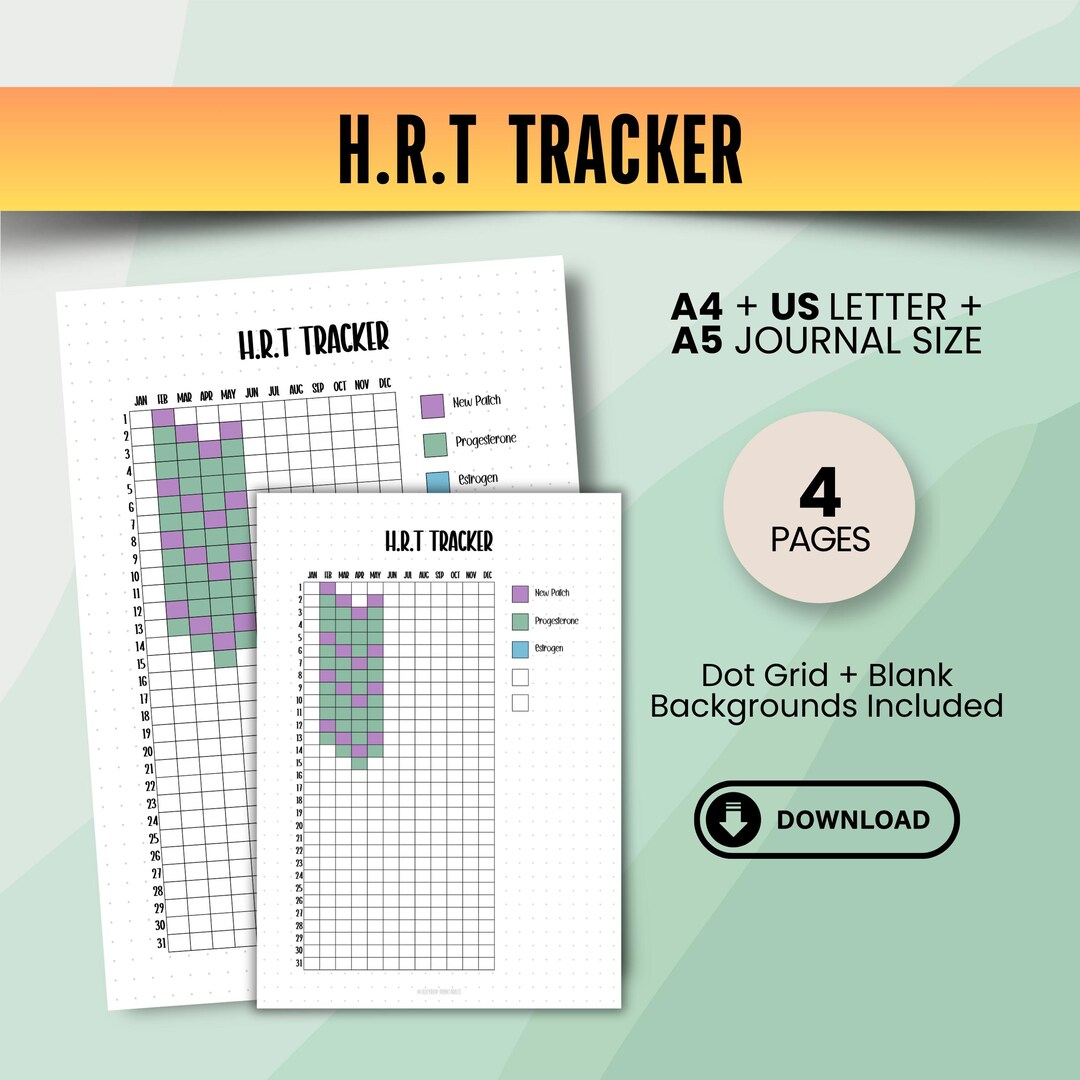 HRT Medication Tracker Printable A4 A5 USL Bullet Journal Planner Page ...