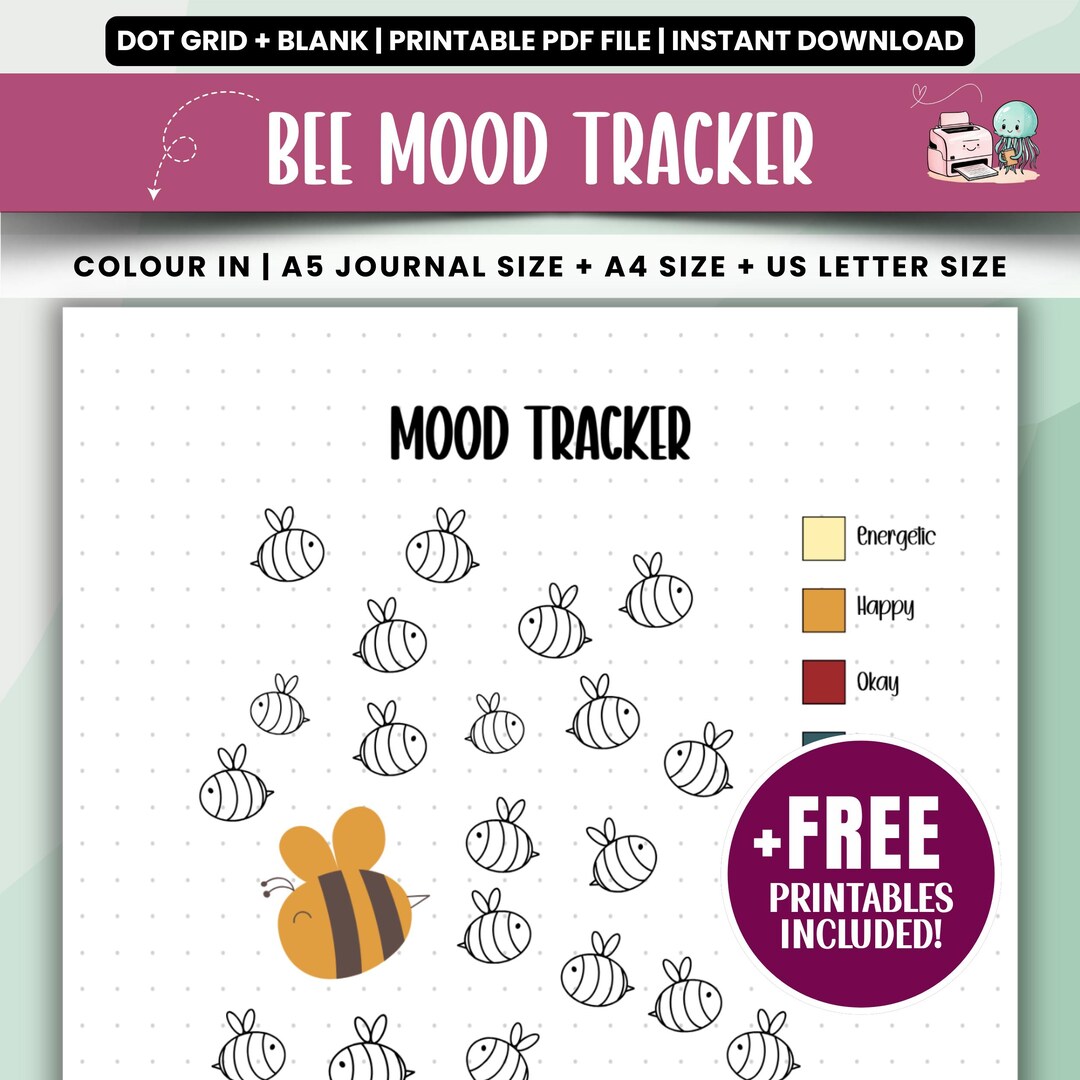 Bee Mood Tracker Printable: Daily Journal Inserts (A4/A5/USL Pages) - Etsy