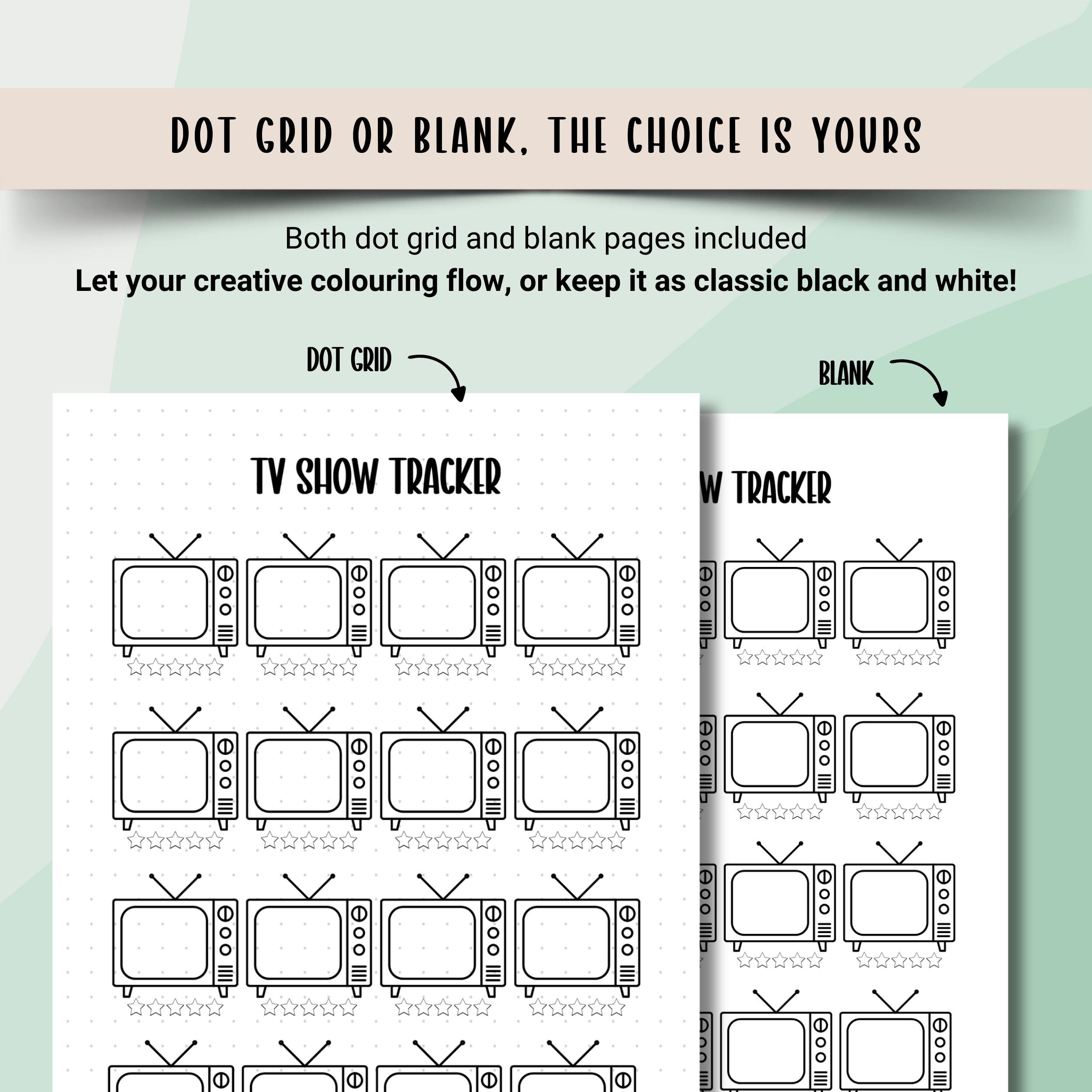 TV Show Tracker Printable Planner Inserts, Bullet Journal Series ...