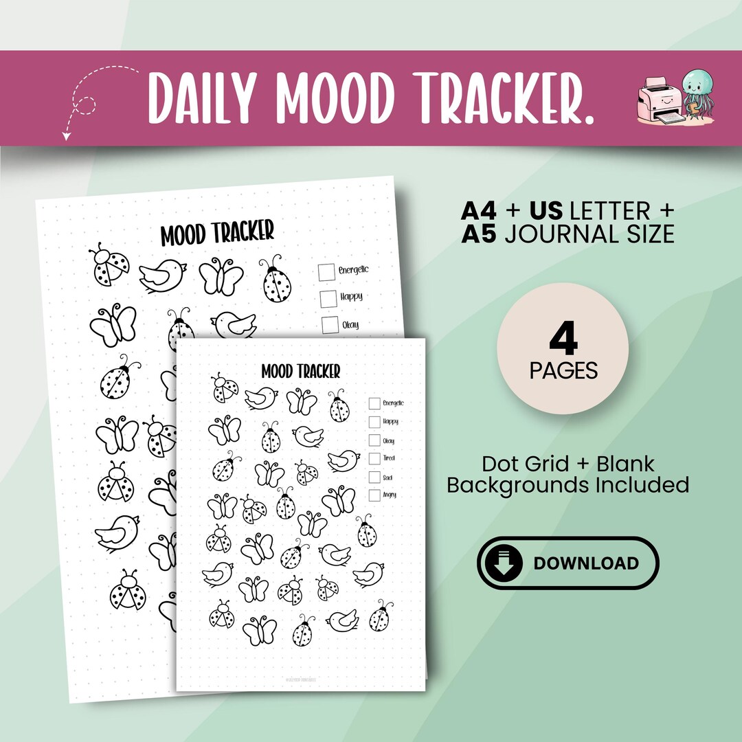 Printable Mood Tracker: A4 A5 US Letter Journal Pages (PDF Download) - Etsy