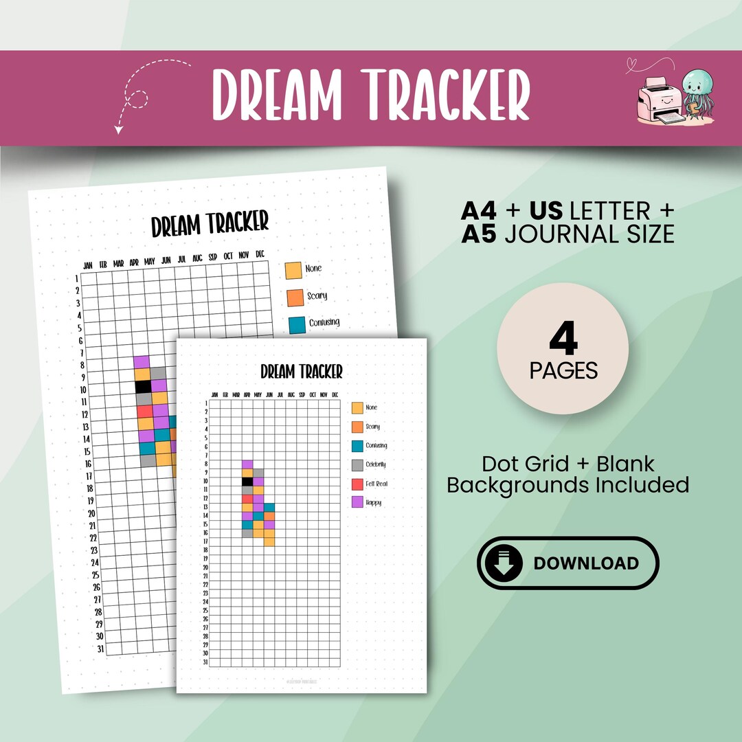Dream Tracker Template: Dot Grid Journal Log (digital PDF) - Etsy
