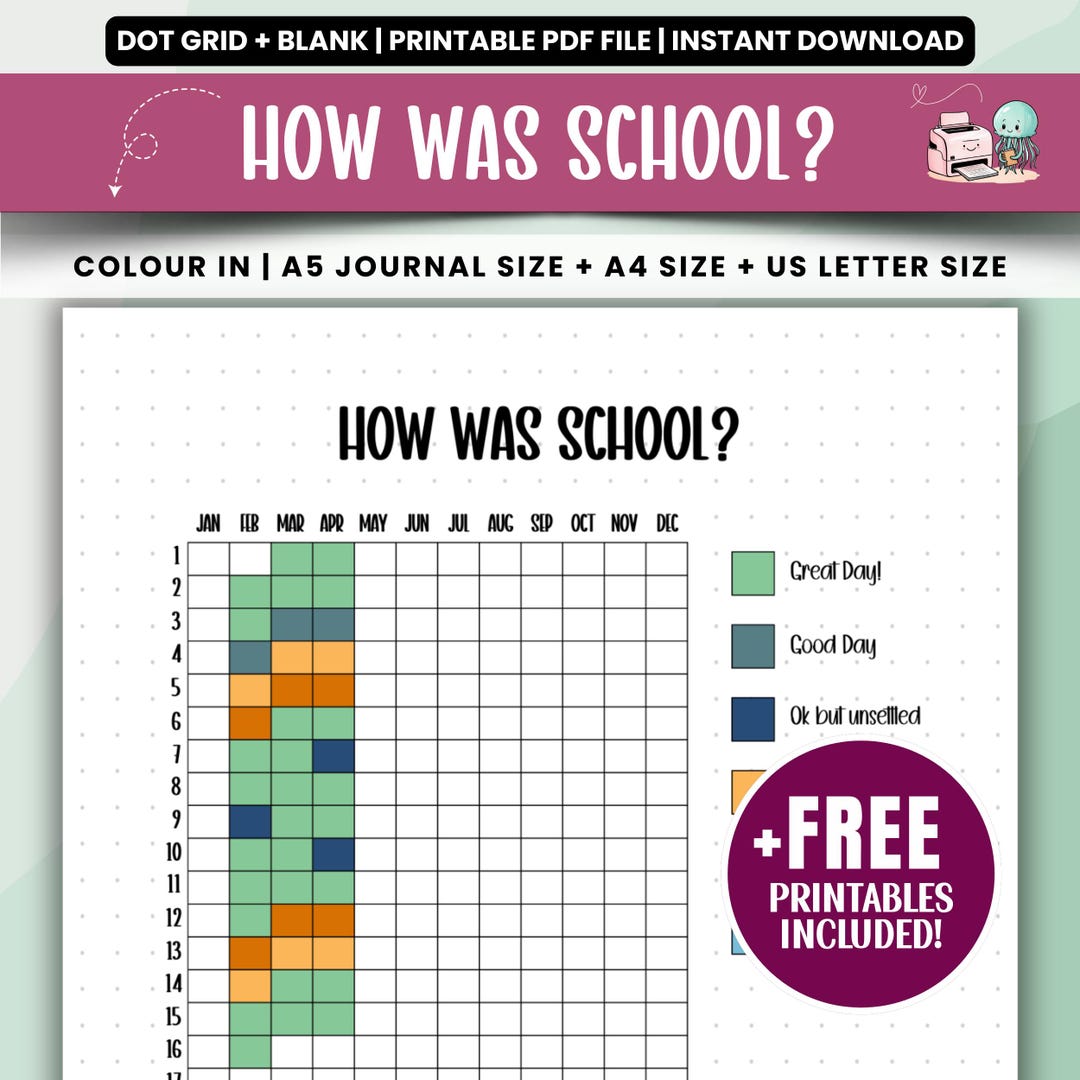 School Mood Tracker: Autism, ADHD Daily Journal (A4, A5, USL) (PDF ...