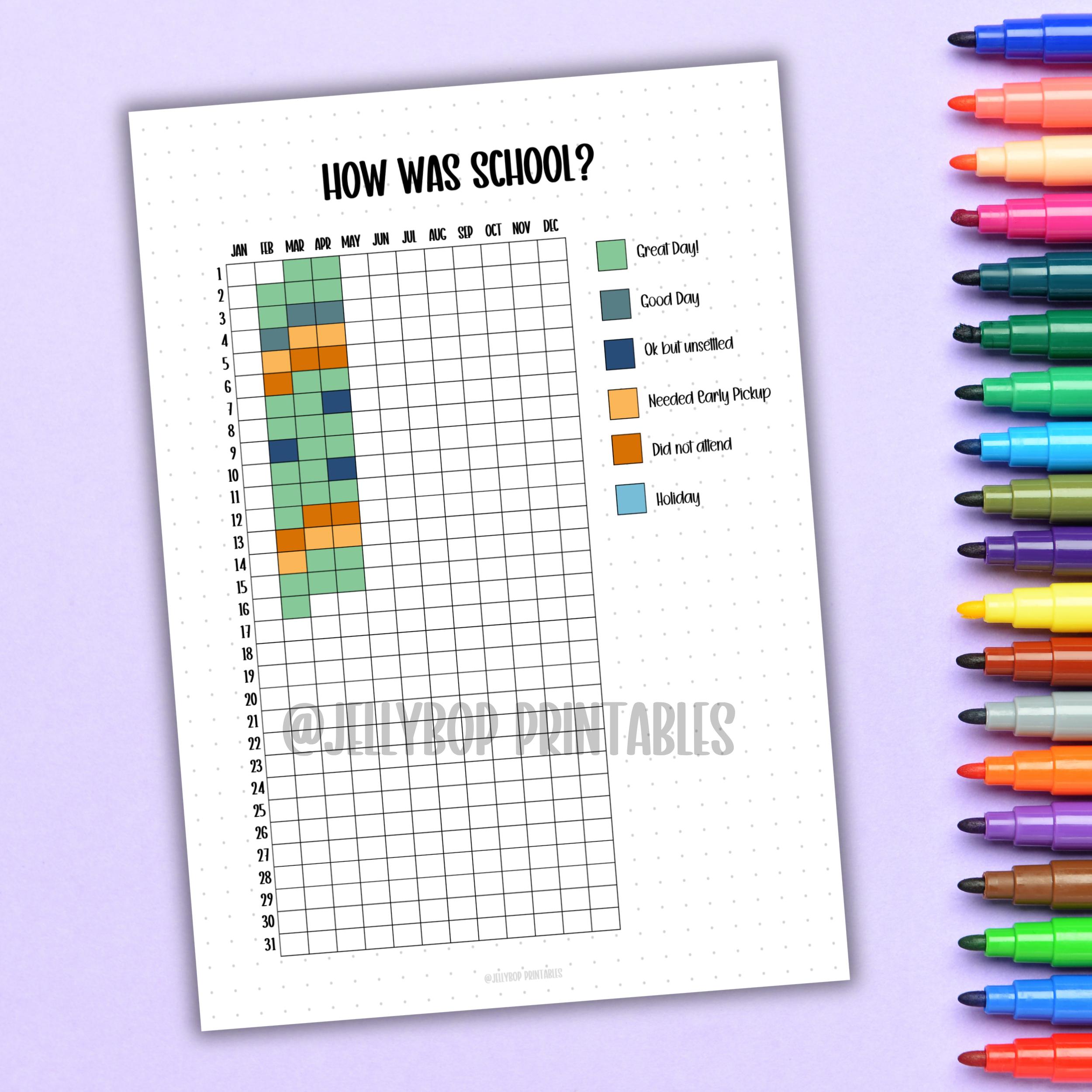 School Attendance Tracker Page, School Log for Adhd Autism SEN Kids ...