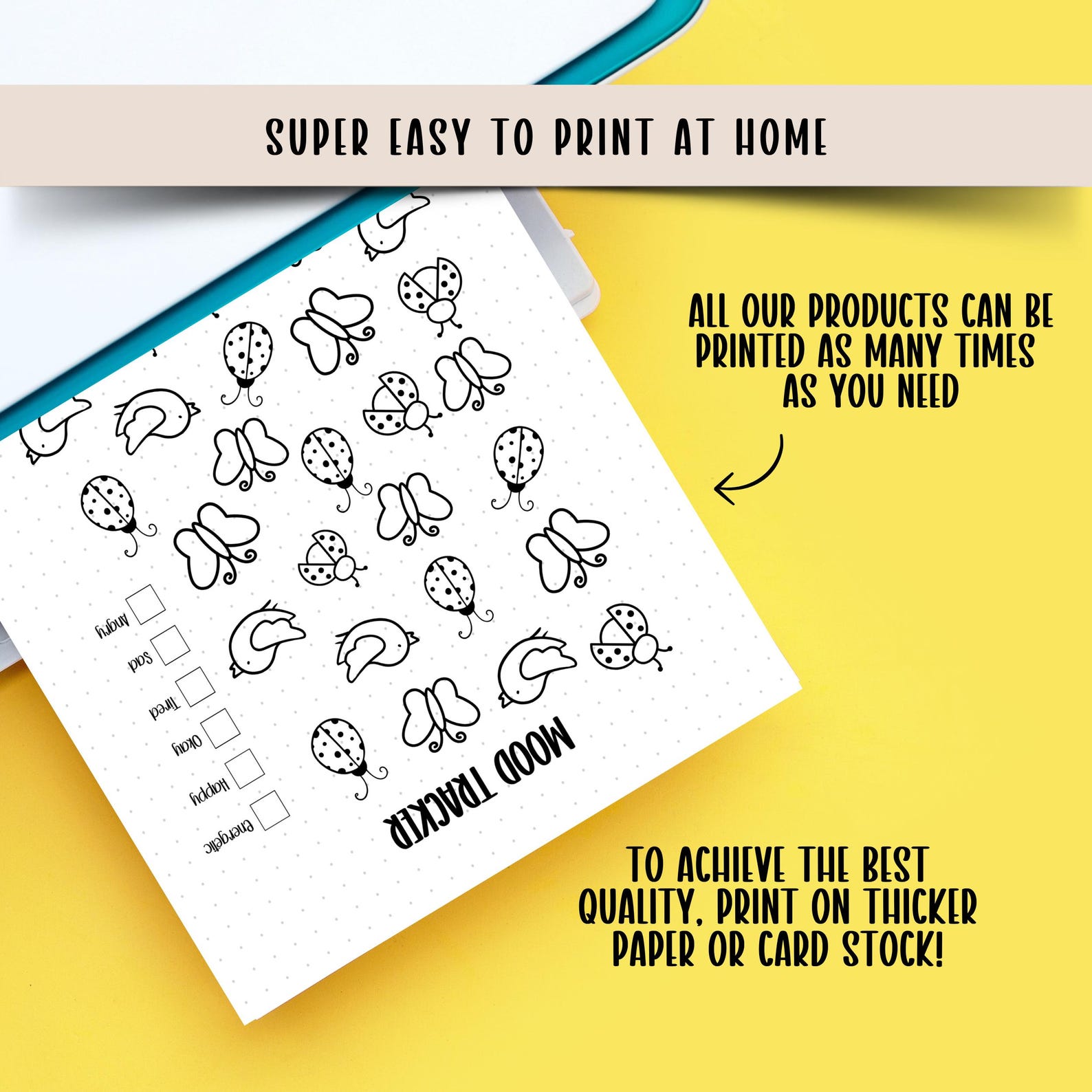 Coloring Page Mood Tracker: Garden Bug Bujo Printable (A5/A4/USL PDF ...