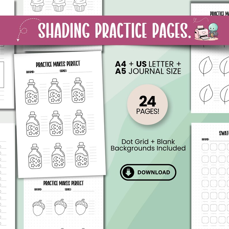 Coloring Swatch Test Shading Practice Pages, Colouring Marker Testing ...