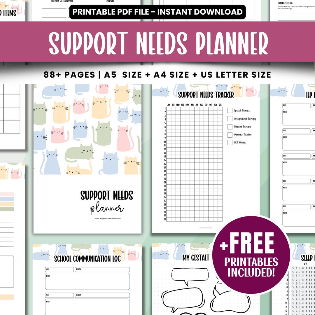 Autism Support Needs Planner, Neurodivergent Daily Trackers (printable ...