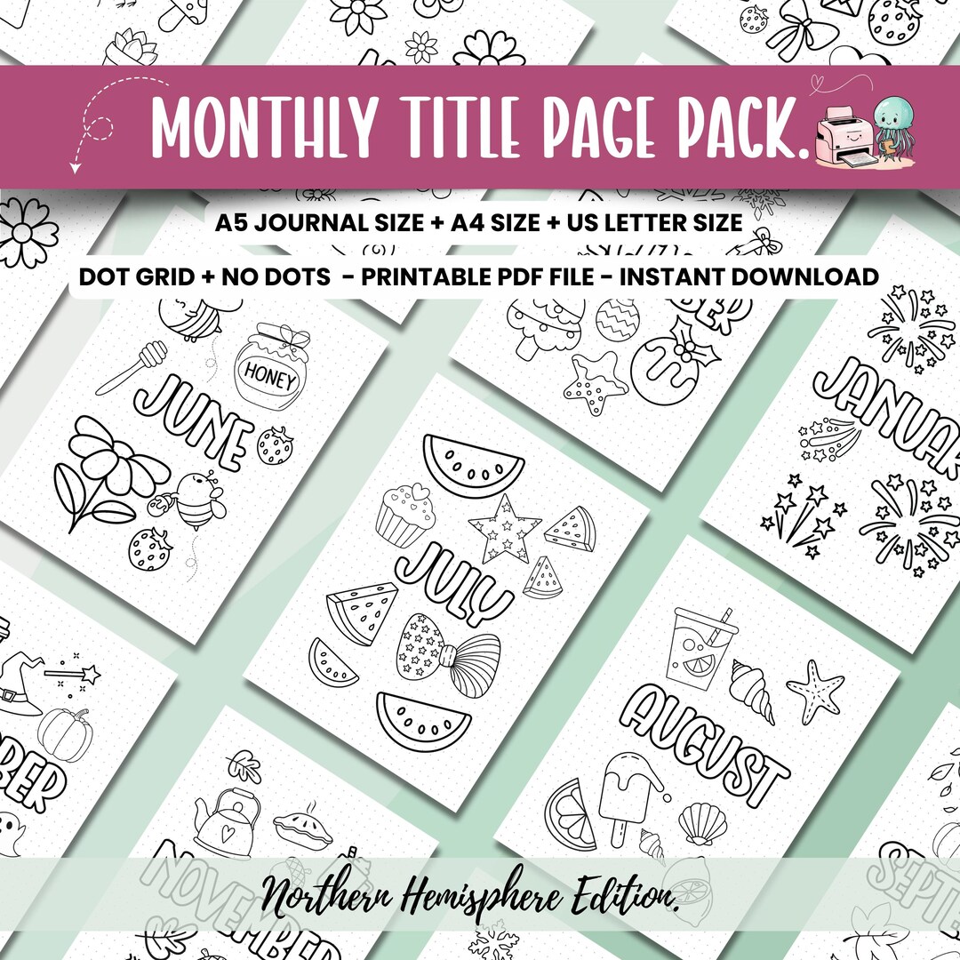 2026 Planner Title Pages: A4 A5 USL Dot Grid Inserts (PDF Download) - Etsy