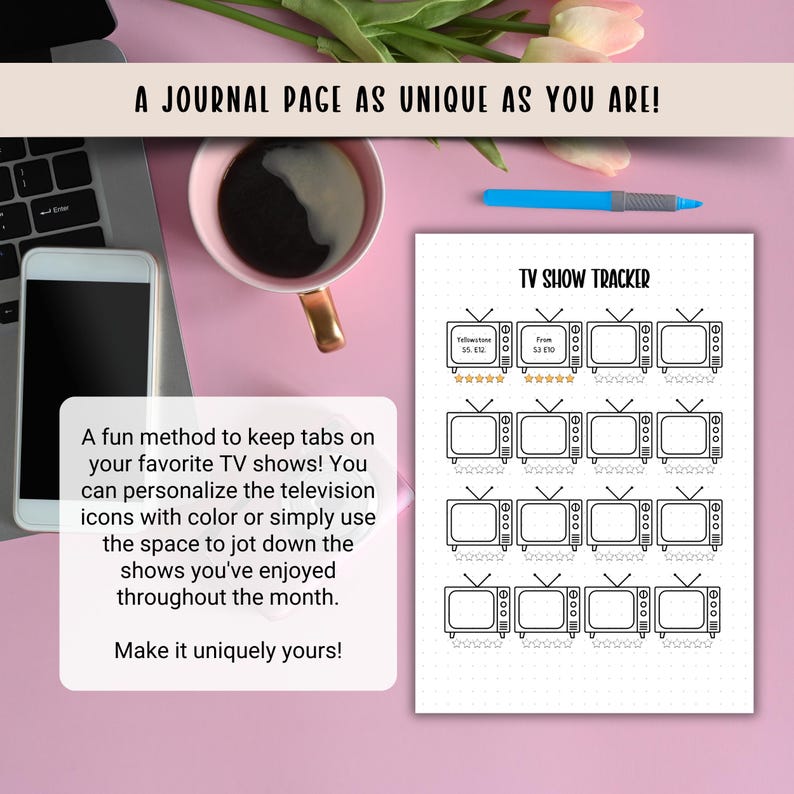 TV Show Tracker Printable Planner Inserts, Bullet Journal Series ...