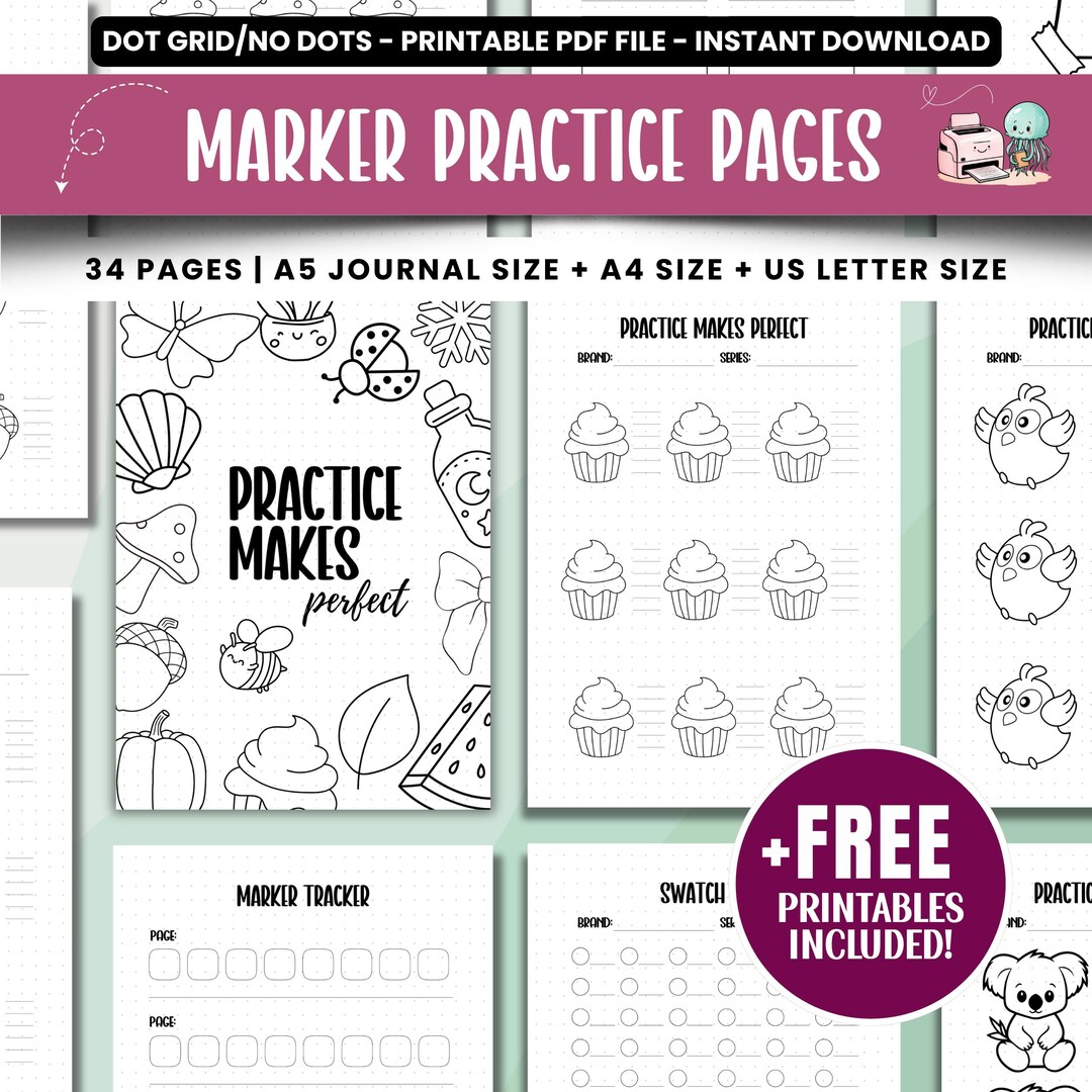 Alcohol Marker Blending Practice Pages: Color Swatch Sheet (A4/A5/USL ...