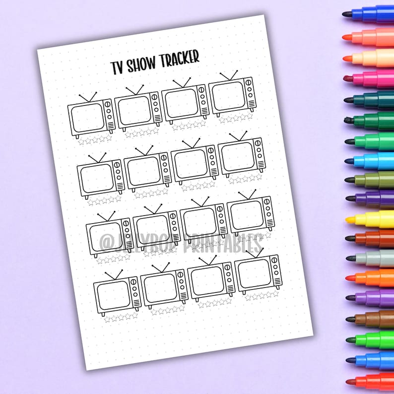 TV Show Tracker Printable Planner Inserts, Bullet Journal Series ...