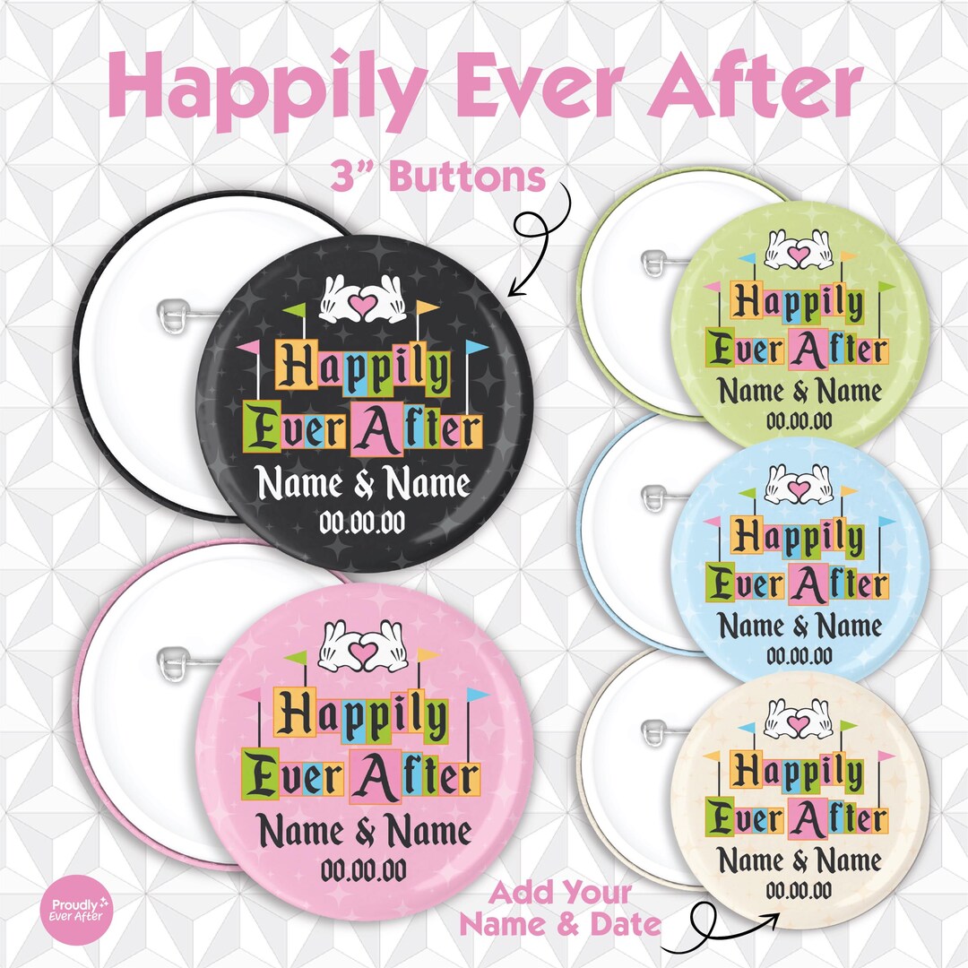 Disney Happily Ever After 3" Button Pin – Personalized Wedding ...