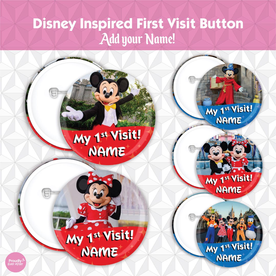 Disney First Visit 3 Pin Button Mickey Mouse Button Mickey & Friends ...