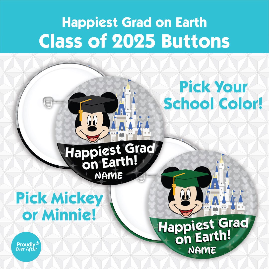 Happiest Grad on Earth Disney World Grad Pin Button - Disney Graduation ...