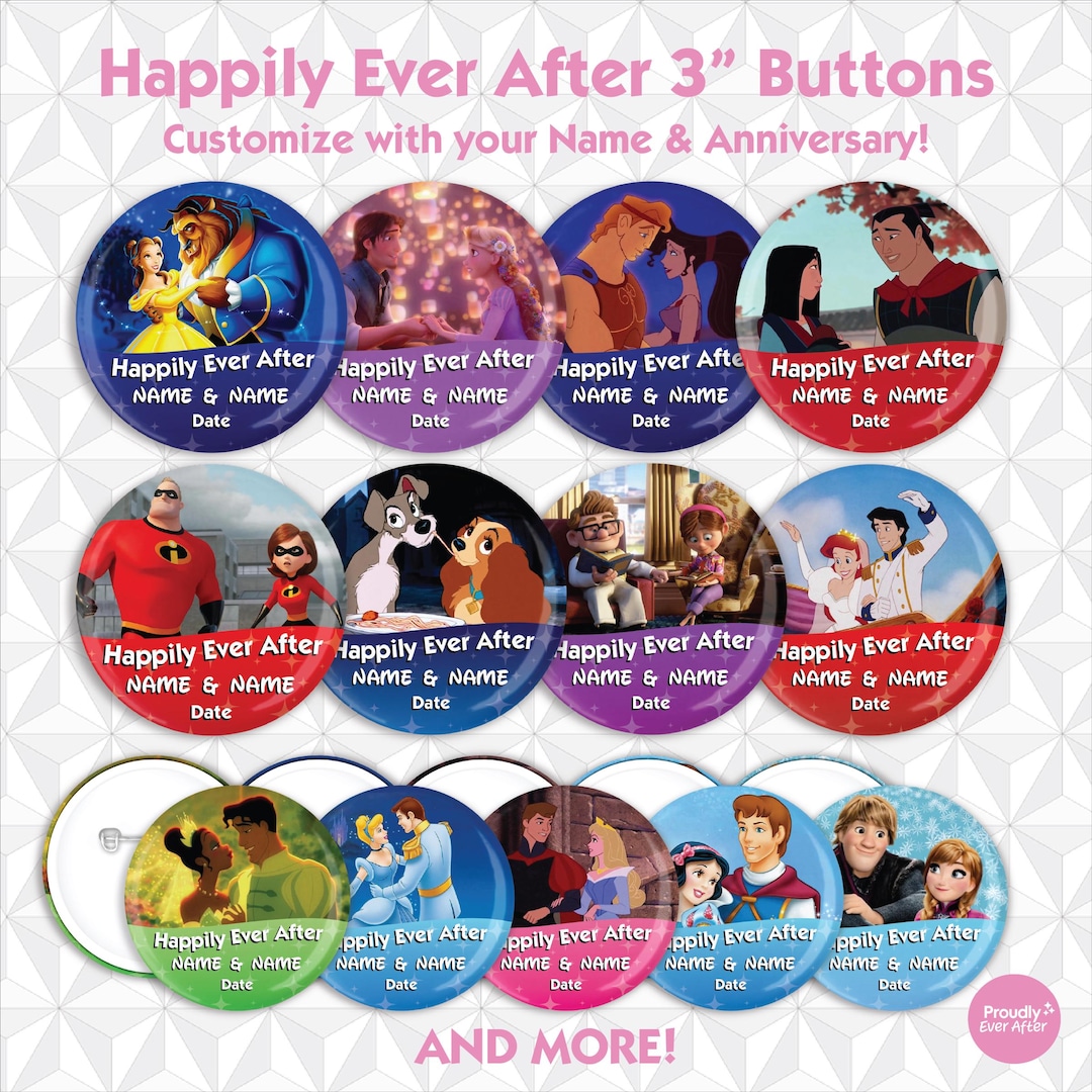 Disney Happily Ever 3" Button Pin - Couples Wedding Honeymoon Gift - Etsy