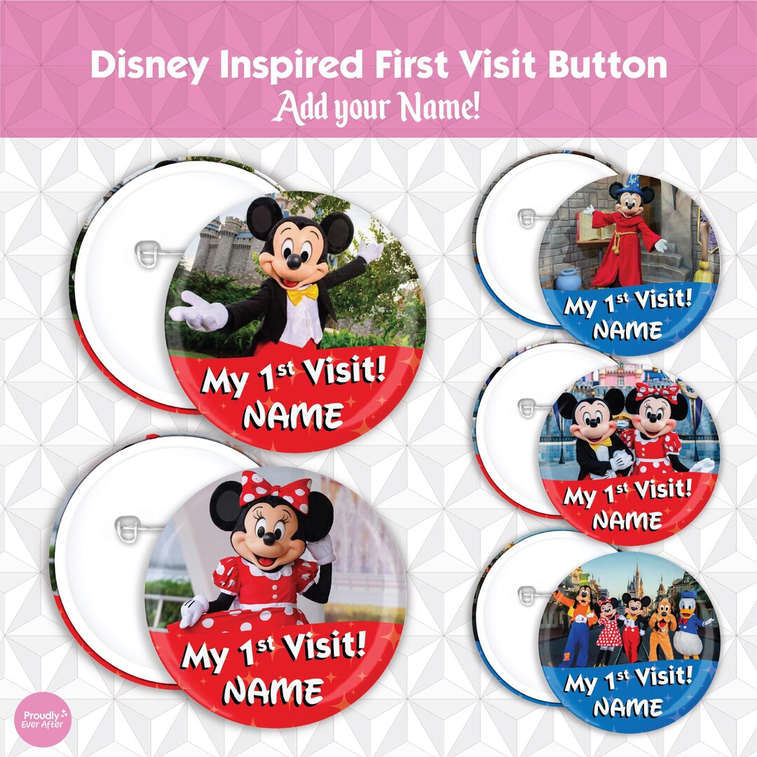 Disney First Visit 3" Pin Button - Mickey Mouse Button - Mickey ...