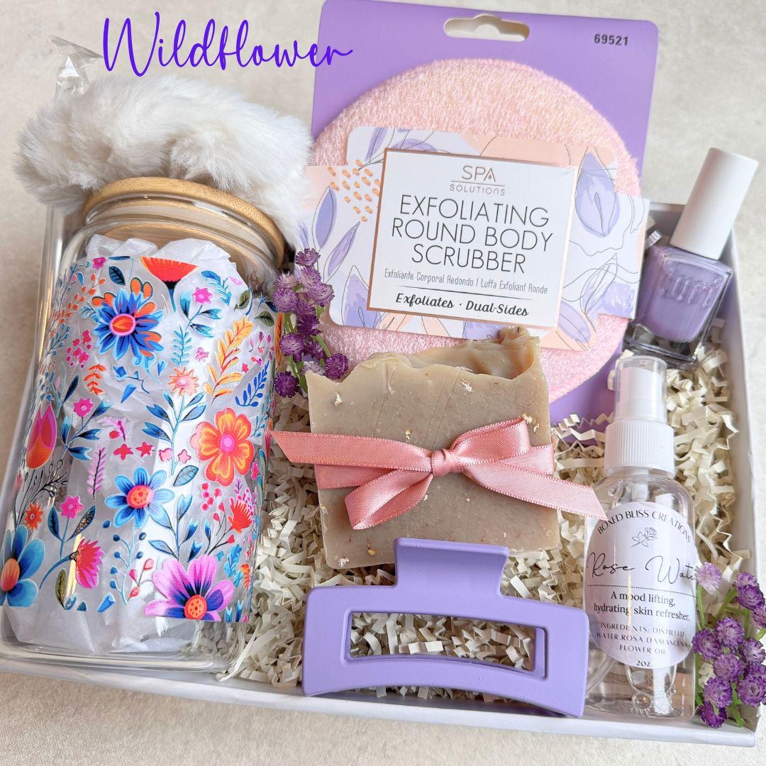 Purple Gift Box, Spa Day Care Package, Tumbler, Soap, Scrunchie - Etsy