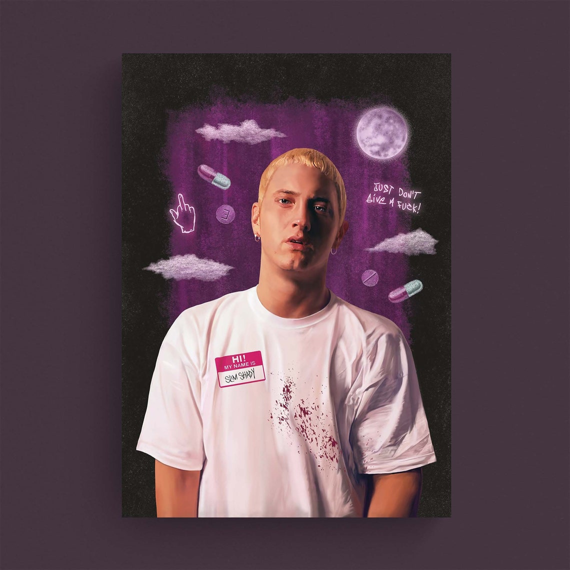 Eminem Poster Art Print A3 Slim Shady LP Illustration Portrait Hip Hop ...