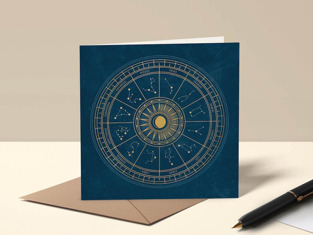Astrology Zodiac Chart Greeting Card Birthday Thank You Blank Inside ...