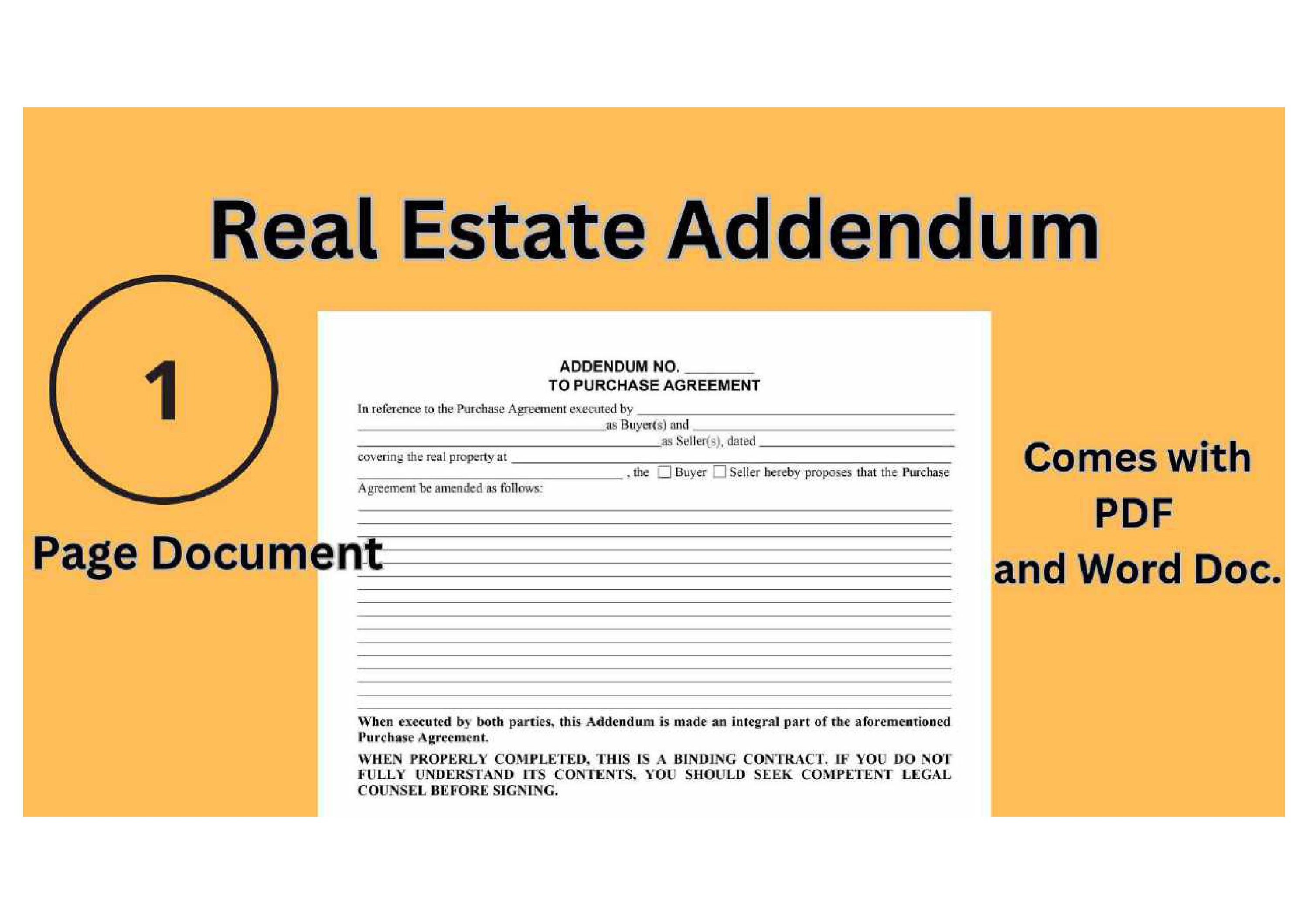 Addendum to Residental Purchase Agreement - Etsy