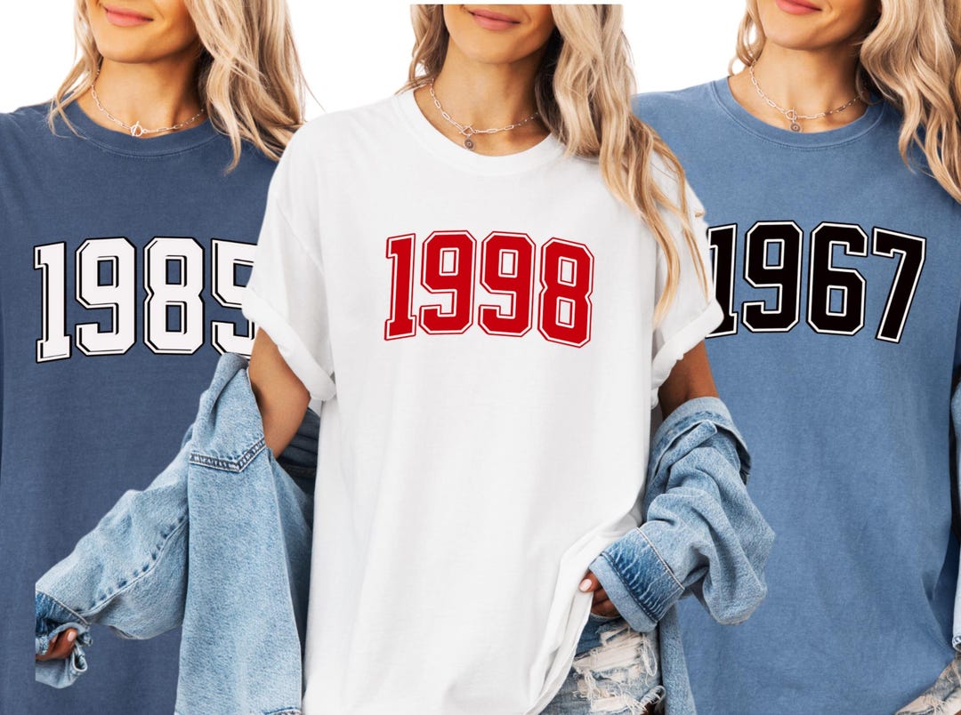 Custom Year Shirt Retro Birth Date Tshirt, Trendy Birth Year Tee ...