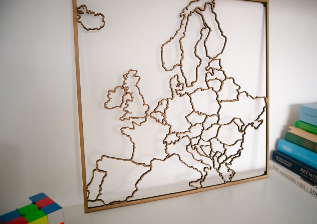 Europe Map Wood Laser-cut Art: Gift Unique Cut-out Design- Original ...