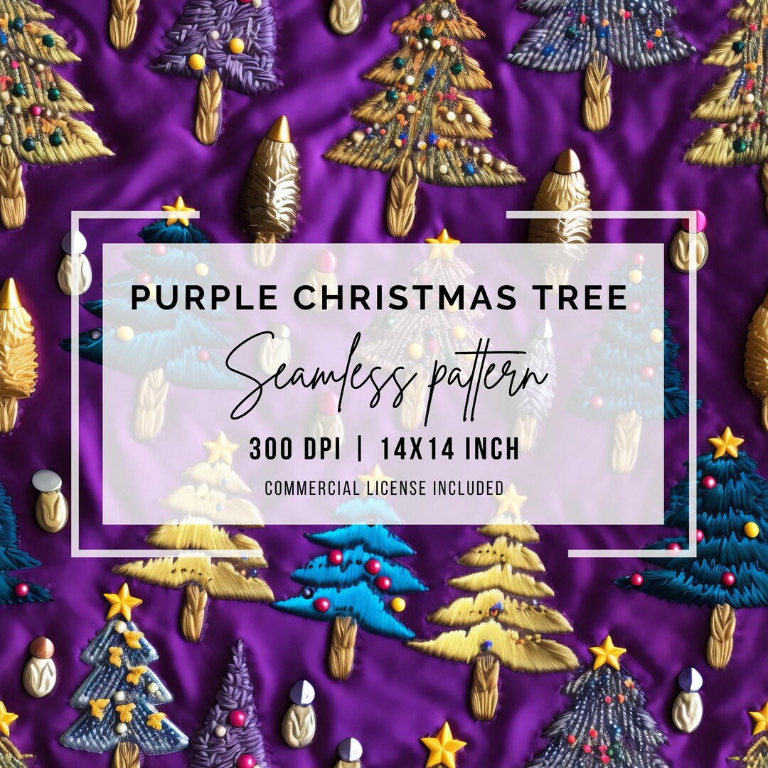 Christmas Tree Digital Paper Pattern, Embroidered Xmas Design, Holiday ...