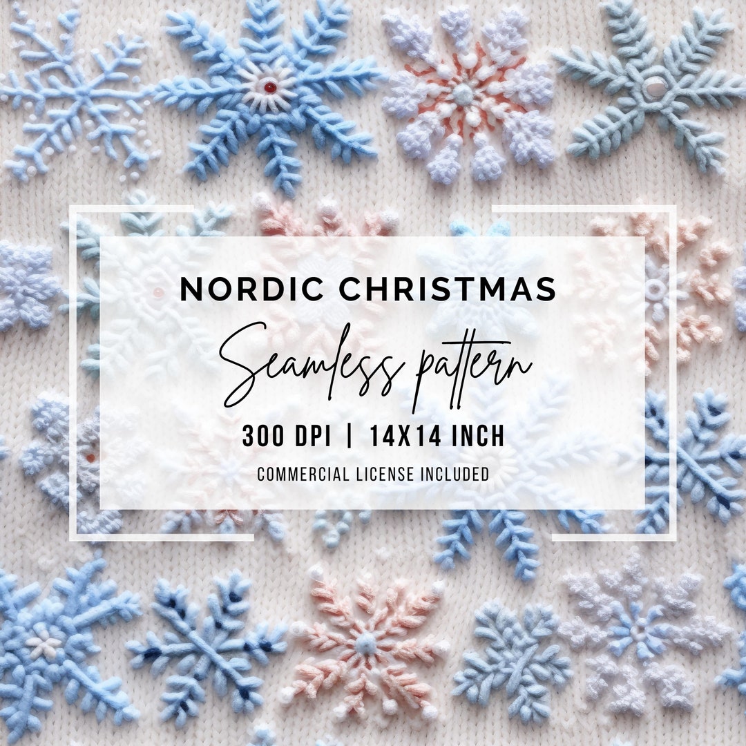 Embroidered Nordic Christmas Seamless Pattern, Festive Gifted Wraps ...