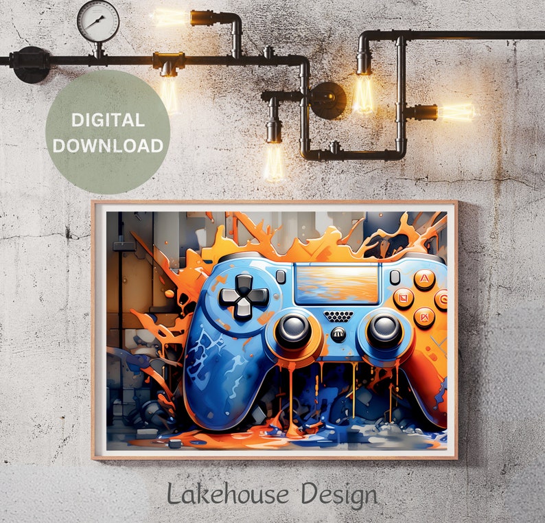 Printable Wall Art, Video Game Controller, Gamer Room Wall Art, Teenage ...