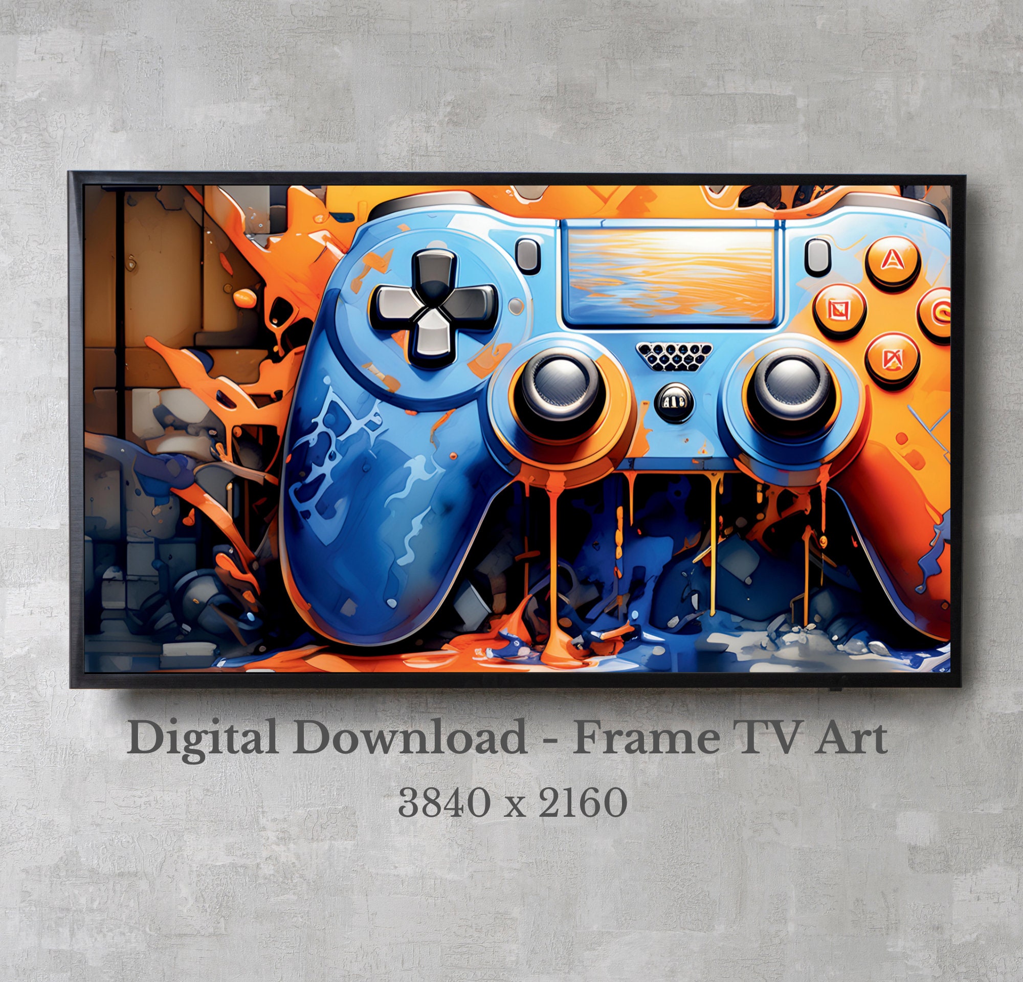 Samsung Frame TV Art, Frame TV Art, Gamer, Video Game Remote, Modern ...
