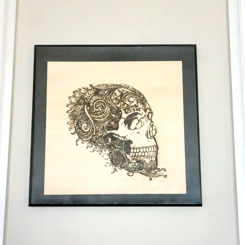 Wood Burned Skull Pyrography Art Unique Housewarming Gift Handmade ...