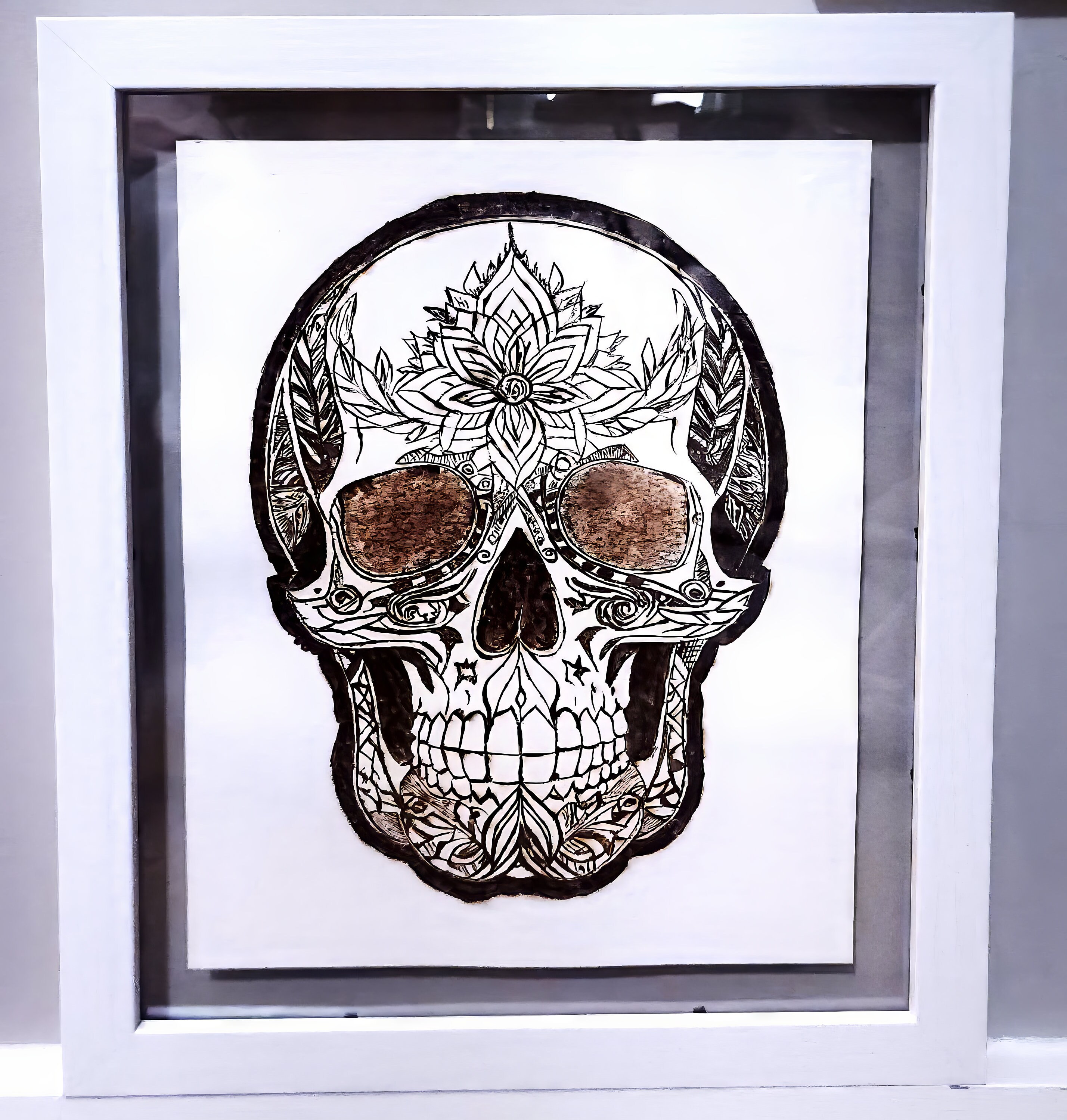 Uniquely Designed Skull on Cold Pressed Watercolor Paper, Hand Burned ...