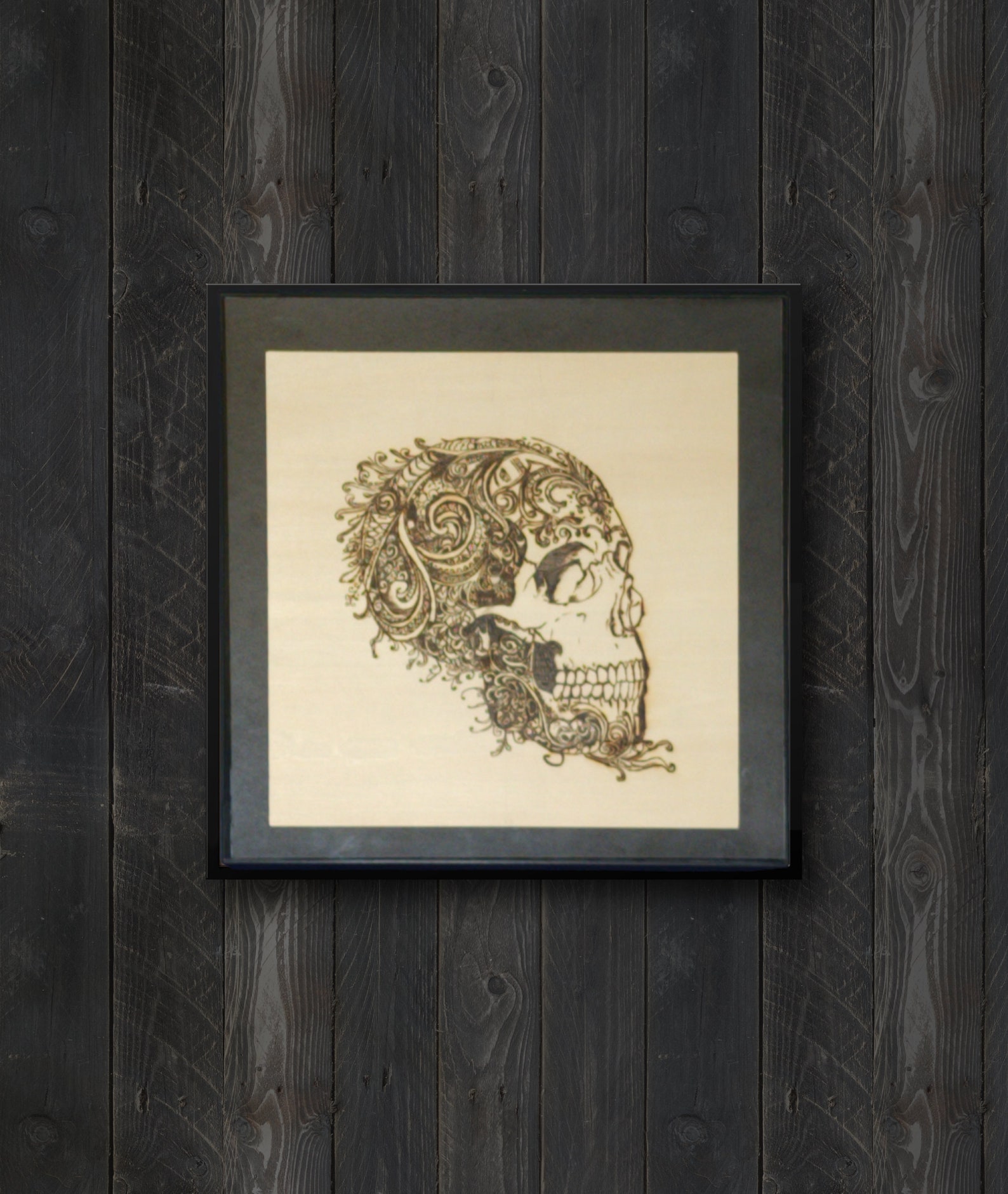 Wood Burned Skull Pyrography Art Unique Housewarming Gift Handmade ...
