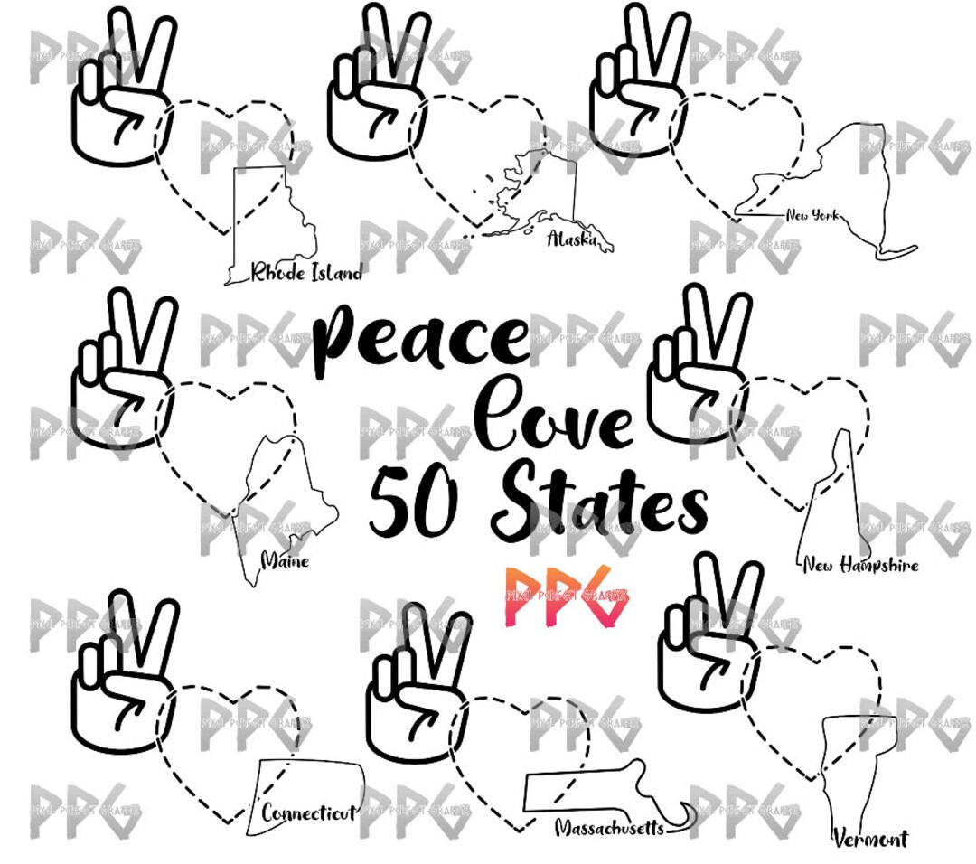 Peace Love 50 States Pngs - Etsy