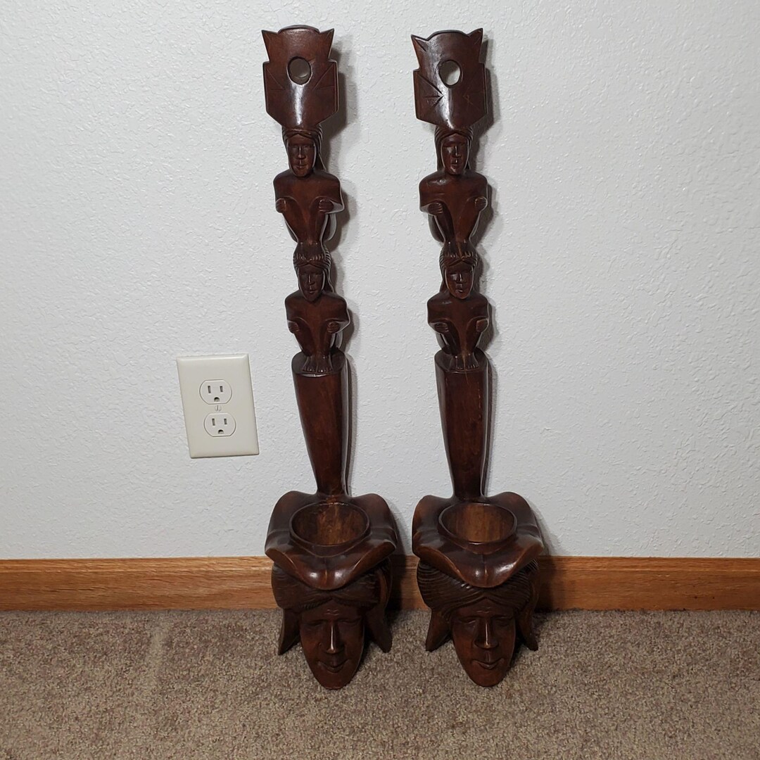 VTG Igorot Hand-carved Wooden Anthropomorphic Offering Bowls Tribal ...