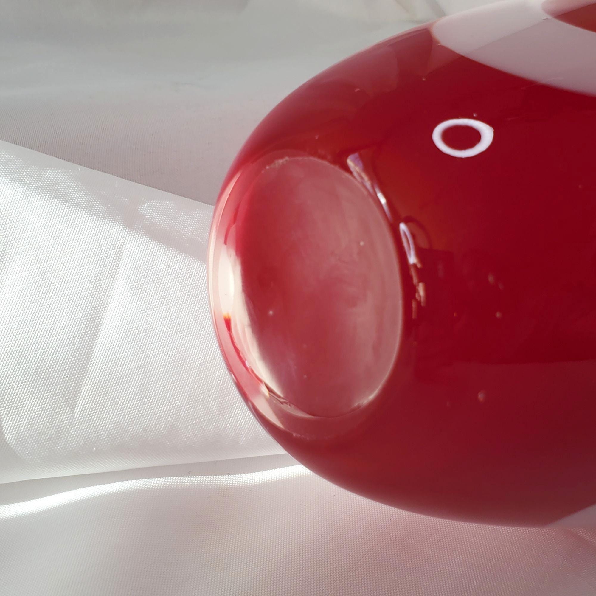 Cosmo Vase Red & White Blown Art Glass Murano Style Pop Art MCM Oblong ...