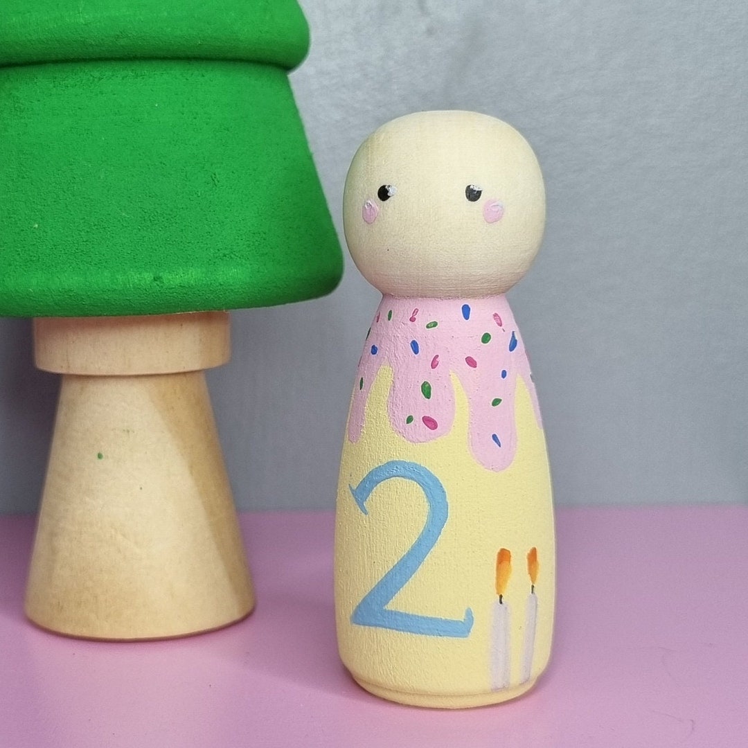 Personalised Birthday Peg Doll Cake Topper 1st Birthday Keepsake Number ...