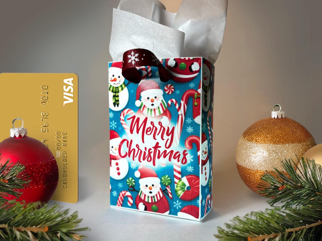 Christmas - Mini Gift Bag for Gift Cards - Santa Christmas Themed Gift ...