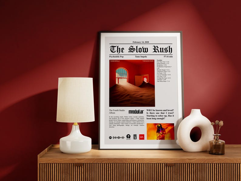 Album Music Poster Newspaper Style the Slow Rush, Tame Impala, Frame ...