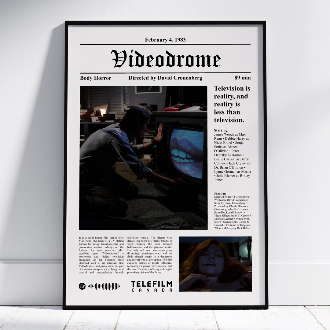 Film Movie Poster Newspaper Style Videodrome, David Cronenberg, Frame ...